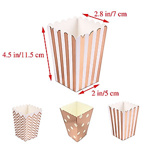 We Moment Popcorn Boxes Cardboard Candy Boxes Container Polka Dot Stripe Chevron Ripple，For Birthday, Bridal and Baby Shower Carnival/Movie/Fiesta，Dessert Tables Wedding Party Supplies 36pcs