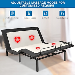 Giantex Adjustable Bed Base with Remote, Zero Gravity Electric Adjustable Bed w/Head and Foot Incline, Vibration Massage, USB Ports, Under-Bed Nightlight, Preset & Memory Positions (Queen)