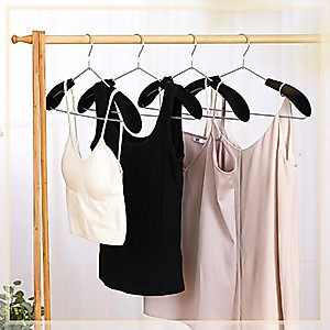 8 Pieces Velvet Hangers Shoulder Pads for Hangers Shoulder Form Hanger Black Hanger Pads Hanger Shoulder Protectors for 0.21 Inch Wide Shoulder Hangers, Hangers are Not Included