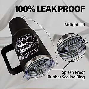 ZNYYZYBA Fishing Gifts for Men, I'd Rather Be Fishing 40 oz Fishing Tumbler with Handle and Straw and Leak Proof Lid, Reusable Stainless Steel Insulated Fishing Coffee Mug, Gifts for Fisherman