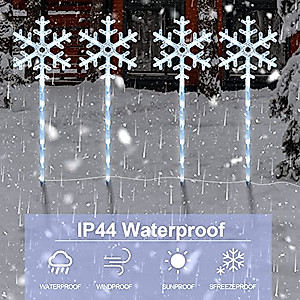 KPROE 4 Pack Chirstmas Decorations Snowflake Pathway Lights, Solar Stake Lights with 8-Lighting Modes, Christmas Outdoor Decoration for Yard, Pathway, Garden