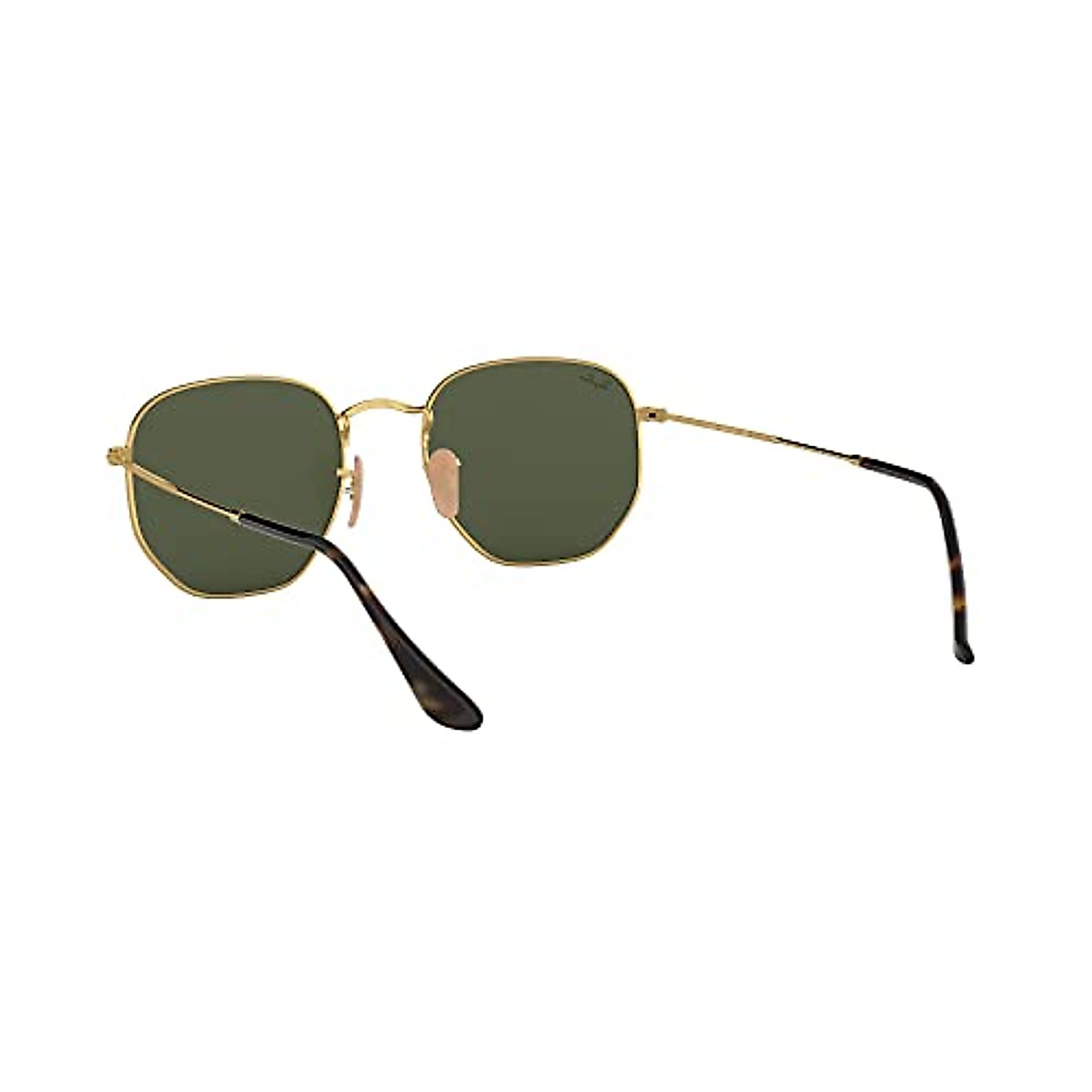 Ray-Ban RB3548N Hexagonal Flat Lens Sunglasses, Gold/G-15 Green, 54 mm