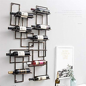Stylish Simplicity 108Cm Wall Mounted Wine Bottles Holder,Metal Iron Wall Wine Bottle Rack Organizer,Holder 10 Bottles, PIBM, Bronzy