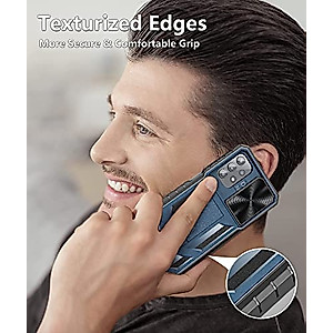 Case for Samsung Galaxy A32 5G: Military-Grade Drop Proof Protection Rugged Protective Shockproof TPU Textured Bumper Armor Design A32 5G Phone Cover with Built in Kickstand & Slide (Blue)