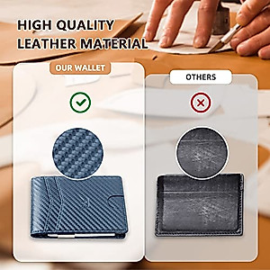 GOSALISU Mens Slim Wallet Money Clip Bifold Leather Wallets RFID Blocking Front Pocket Wallets Credit Card Holder with ID Window Gifts for Men