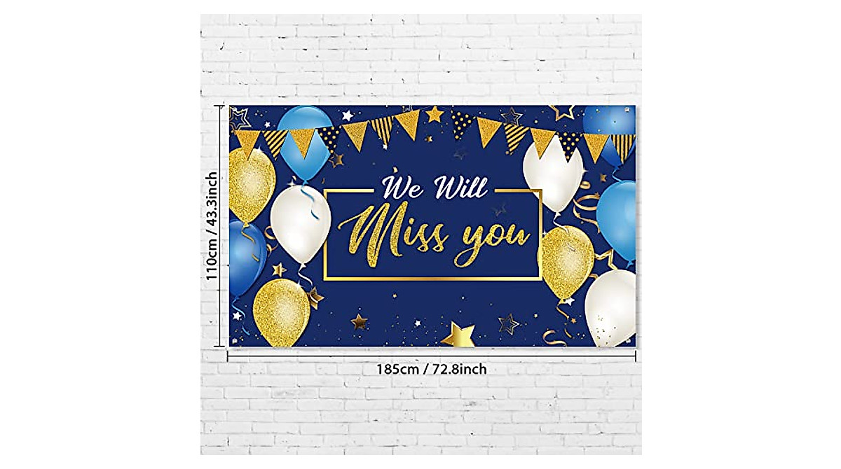 We Will Miss You Backdrop: Farewell & Retirement Party Decor