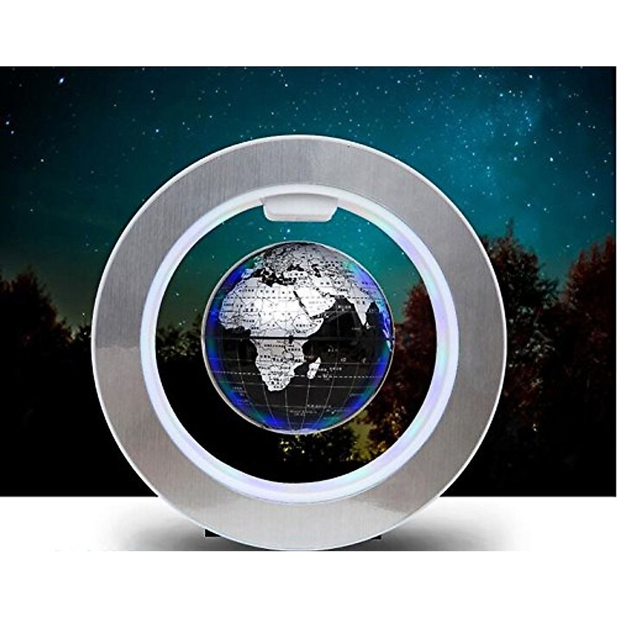 YANGHX Floating Globe World Map 4inch Rotating Magnetic Mysteriously Suspended in Air World Map Home Decoration Crafts Fashion Holiday Gifts (Black)