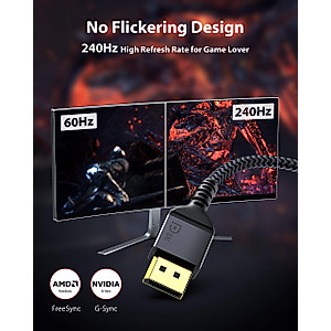 VESA Certified DisplayPort Cable 1.4, Maxonar 8K 4ft/1.2M DP Cable Cord (8K@60Hz, 4K@144Hz, 1080P@240Hz) Display Port HBR3 32.4Gbps, HDCP 2.2 for Odyssey G9 CHG90, PC, Laptop, TV Gaming Monitor - Grey
