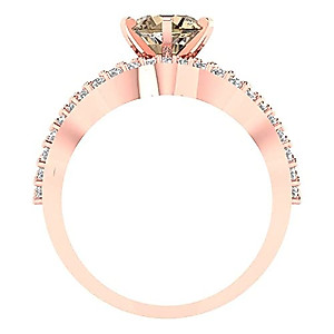 Clara Pucci 1.5 carat Round Shape Halo Solitaire Yellow Moissanite Wedding Anniversary Bridal Engagement Ring Band set 14k Rose Gold 3.5