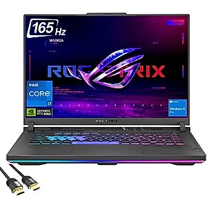 ASUS ROG Strix G16 Gaming Laptop, 16" WUXGA 165Hz Display, GeForce RTX 4060 140W, 13th Gen Intel 14-Core i7-13650HX, 16GB DDR5, 1TB NVMe SSD, TB 4, 4-Zone RGB, WiFi 6E, PDG HDMI 2.1 Cable, Win 11 Pro