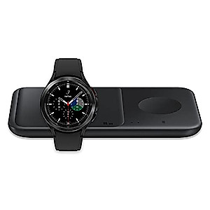 Samsung Galaxy Watch 4 Classic 46mm Smartwatch Bluetooth, Black (US Version) with Samsung Wireless Charger Fast Charge Pad Duo (2021), Black
