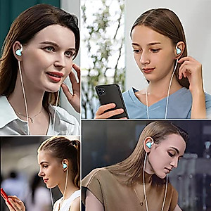 3.5mm HiFi Audio Earphone Deep Bass Stereo Sound Wired Earbuds Noise Isolation Headphones in-Ear Headset with Mic Volume Control Music Sports Earphones for iPhone Samsung Glass Blue