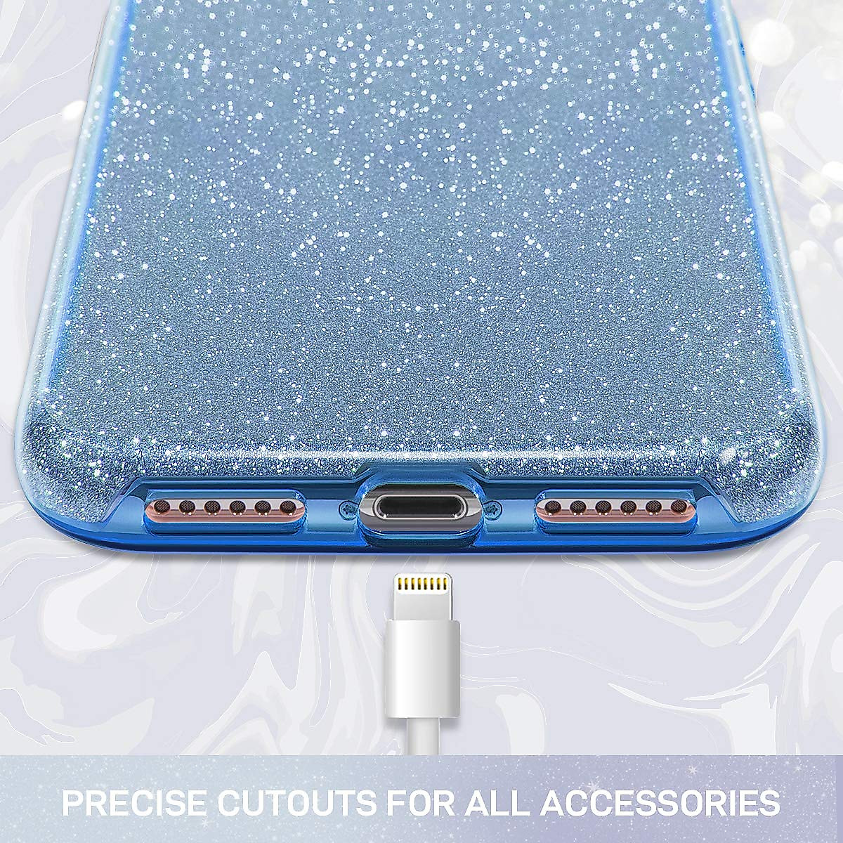 MILPROX Case Compatible for iPhone 11, Bling Sparkly Glitter Luxury Shiny Sparker Shell, Protective 3 Layer Hybrid Anti-Slick Slim Soft Cover for iPhone 11 6.1 inch (2019)-Blue