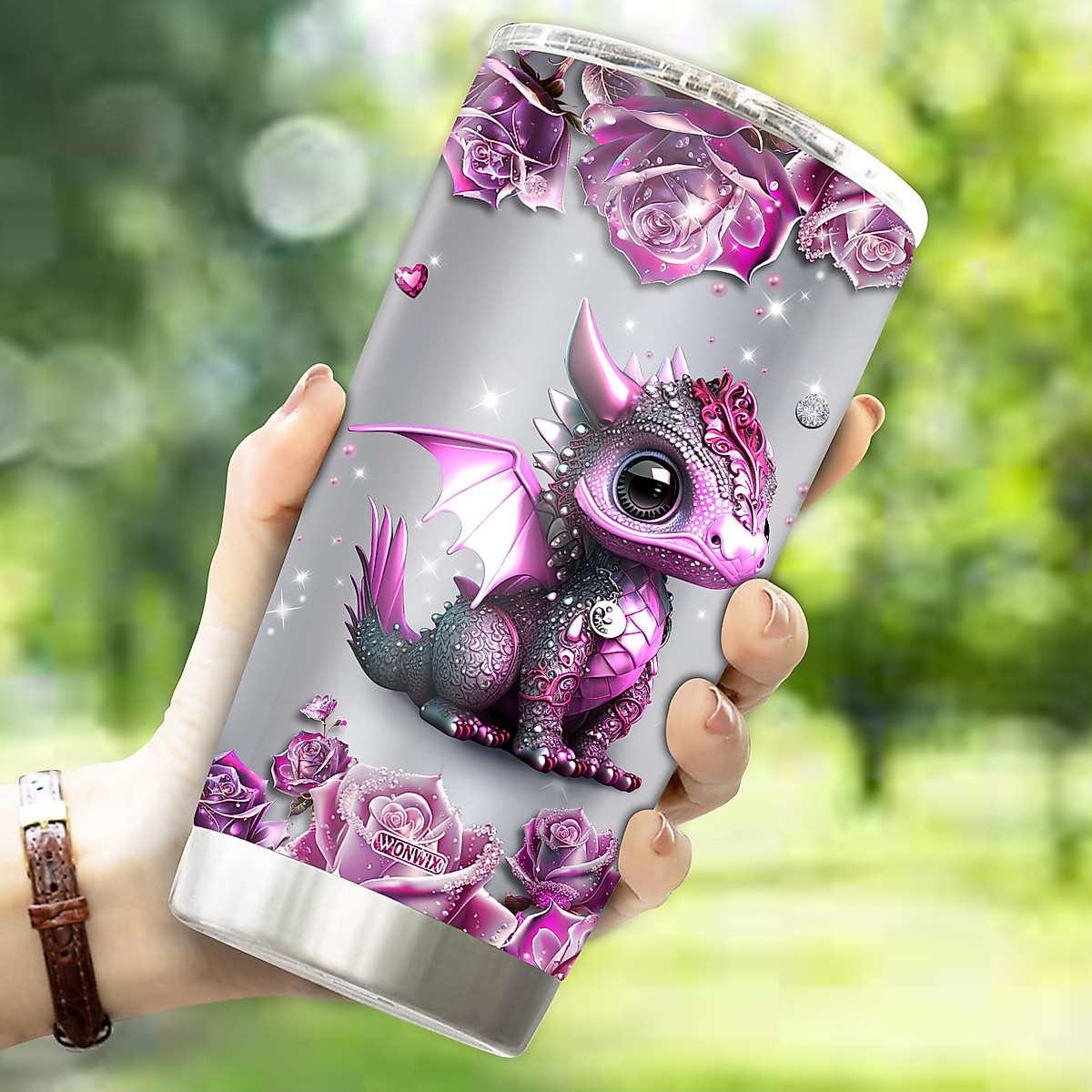 WONWIX Personalized Dragon Gifts for Women, Girls, Insulated Stainless Steel Coffee Cup, Travel Mug, Tumbler, Water Bottle, Perfect for Christmas, Birthday, Mother's Day, Valentine 20oz Thermos