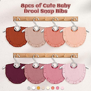 Omisy 8 Pack Baby Bibs, Drooling Toddler Cotton Snap Bibs for 2-36 Months Baby Girls and Boys, Absorbent Teething Bibs, Gifts for New Mom Dad