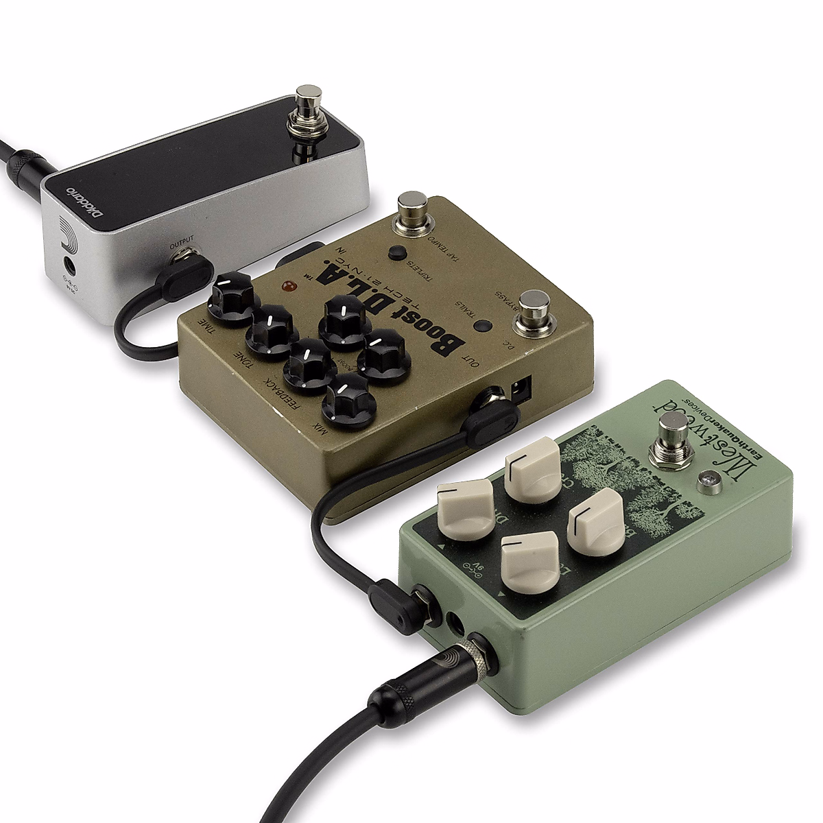 D’Addario Accessories Classic Series Flat Guitar Patch Cables - Guitar Pedal Cable with ¼ Inch Ends - Durable & Reliable - Instrument Cable for Pedalboards - 4in Offset - 2-Pack