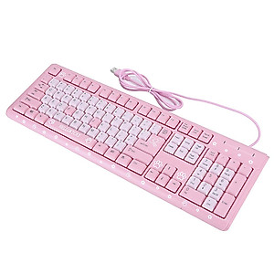 T osuny Wired Ultra-Thin Keyboard, USB, Cute Cartoon, Plug and Play, Pink/Black, Ergonomic, Waterproof for PC/Laptop/Desktop Computer