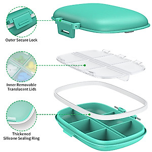 3 Pack 8 Compartments Travel Pill Box,Pill Organizer 7 Days Moisture Proof Small Pill Case for Pocket Purse Daily Portable Medicine Vitamin Holder Container(Pink+Blue+Green)