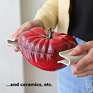 Carrotez Silicone Pot Holders, Heat Resistant Pot Handle Covers for Kitchen, Accessories for Cast Iron or Ceramic Dutch Ovens, 1 Pair (2 pcs) - Cream