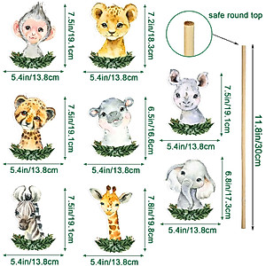 24Pcs Safari Centerpiece Sticks, Jungle Animals Baby Shower Party Decorations Table Toppers for Boys Kids, Safari Themed Party Supplies, Wild One Birthday Party Decorations
