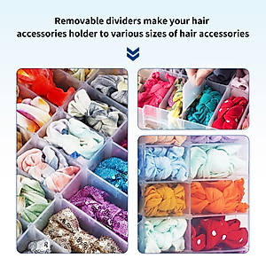 JOYMOMO Hair Bow Holder Organizer for Headbands, Hair Clips, Hair Ties, Scrunchies, Baby Girl Hair Accessories Storage Box, Transparent Double-layer Storage Organizer (Without Accessories)