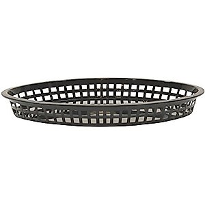 TableCraft 1086BK 12-3/4" Black Oval Texas Platter Basket (Pack of 12)