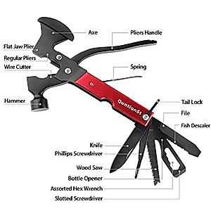 Camping Gear Multitool, Stocking Stuffers for Men, Christmas Mens Gifts for Dad Husband Boyfriend, 16 in 1 Camping Accessories Multitool Hatchet, Camping Tool with Axe,Hammer,Plier,Knife,Bottle Opener