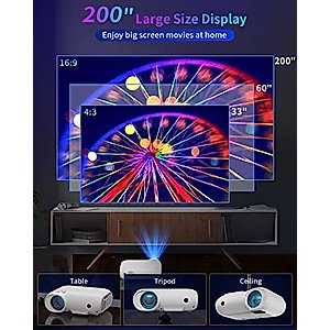 Projector - 4K Support Portable Projector Bluetooth 5G WiFi Native 1080P, 400 ANSI Lumen, YOTON Y7 Phone Projector with Carrying Case, Compatible with HDMI/VGA/USB Home Theater Movie Projector
