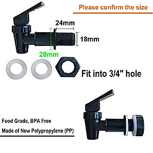 Water Crock Water Tap - Water Bottle Jug Reusable Spigot Spout - Replacement Water Beverage Lever Pour Dispenser Valve - Water Dispenser Cooler Faucet.(Pack of 25 Black)