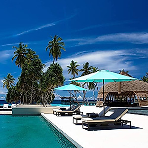 Grand patio 9 FT Enhanced Aluminum Patio Umbrella, UV Protected outdoor Umbrella with Auto Crank and Push Button Tilt, Blue