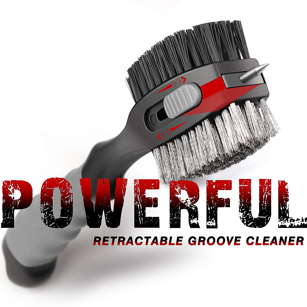 Champkey PRO Retractable Golf Club Brush | Oversized Brush Head with Soft Rubber Hand Grip & Retractable Groove Cleaner Golf Brush