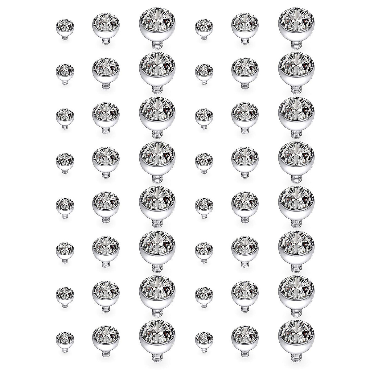 Gadeaila 14G Dermal Piercing Jewelry, 48Pcs Titanium Anchor Tops with 2/3/4MM White CZ Diamonds, for Women & Men