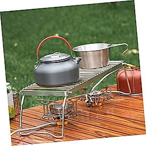 Abaodam Burner Support Portable Bbq Grill Gas Grill Outdoor Gas Bbq Grill Warming Grate Campfire Grill Charcoal Grill Grate Sturdy Furnace End Holder Camping Pot Bracket Camping Accessory