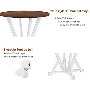 Bellemave Counter Height Round Dining Table Set for 4 High Top Kitchen Table and Chairs 5-Piece Small Wood Dining Room Sets for Apartment, Tall Round Dinette Set for 4, Brown