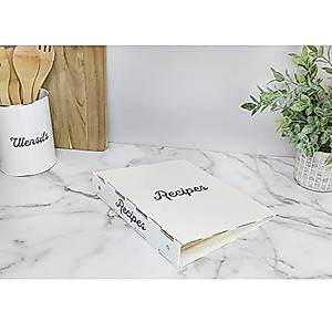 AuldHome Enamelware Cookbook Binder (White), Replacement Cover for Classic 3-Ring Binder Cookbook/Recipe Holder