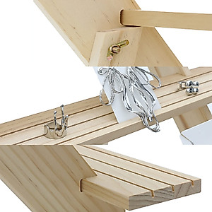 sinyad 101pcs 5-Tier Wood Earring Display Stand, Retail Display Riser Earring, Ring Holder Stand, Removable Countertop Small Merchandise Display Stand with 100 Pcs Earring Card (Wood color)