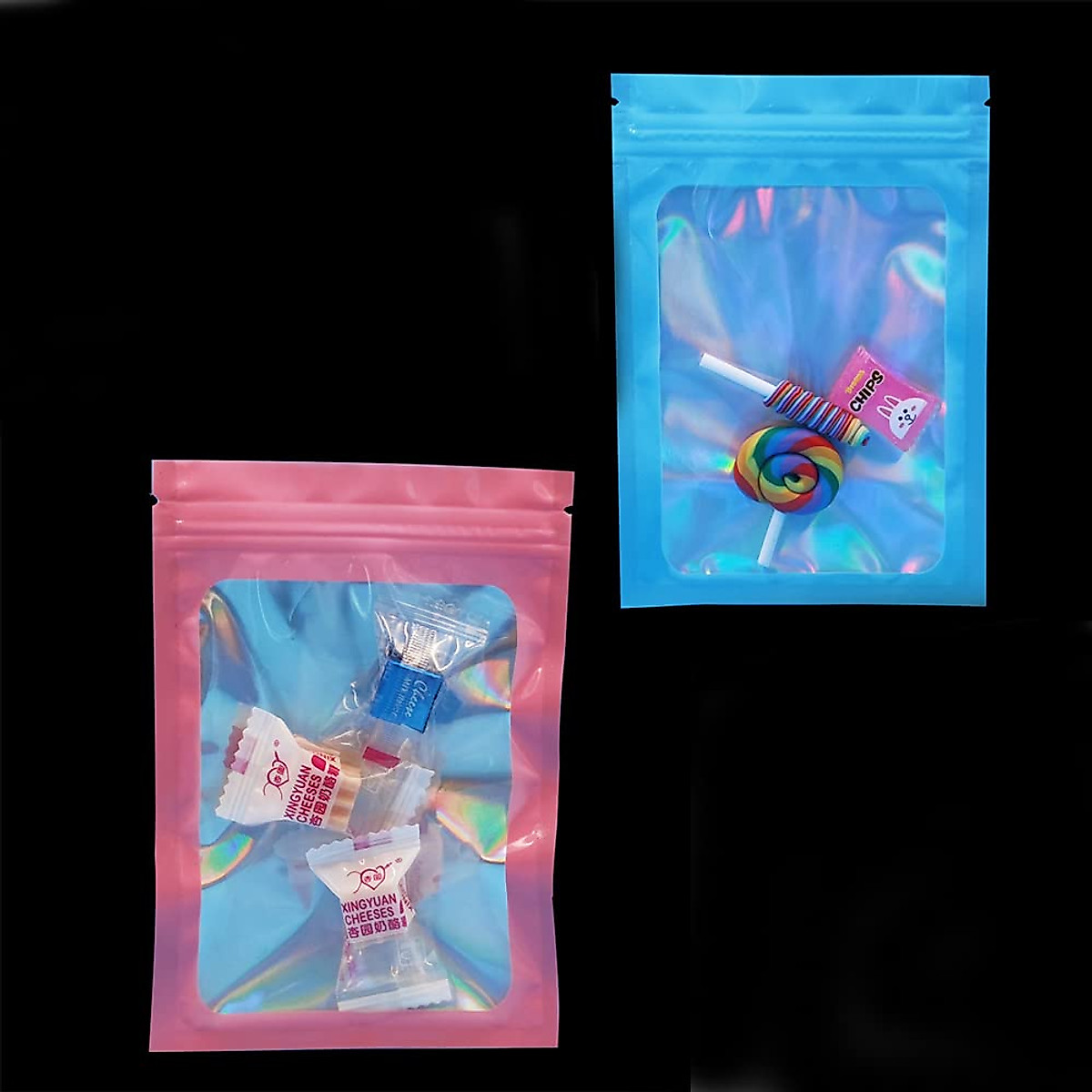 120 Pcs Foil Bags Smell Proof Mylar Bags Aluminum Foil Foods Accessories Pouch for Food Storage and Lipgloss Jewelry Eyelash Packaging