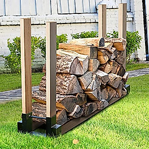 Ohuhu Firewood Rack Brackets with Screws, 2-Pack Fire Wood Racks Adjustable to Any Length, DIY Firewood Shed Log Holders for Firewood Storage Outdoor & Indoor Heavy Duty Metal Fire Log Stacking Rack