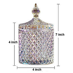 CLOVERHOME Qtips Holder Dispenser Bathroom Counter Vanity Organizer for Cotton Ball, Cotton Swab, Cotton Rounds Bath Salts Jewelry Storage Container for Decoration, Weddings, Candy(Sparkling, 20 oz)