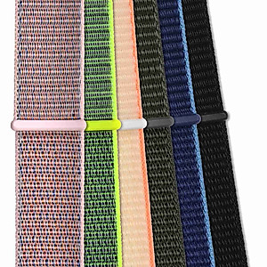 WOCCI 18mm Adjustable Nylon Watch Band, Quick Release Sport Loop Strap (Black)