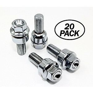 Set of 20 Veritek 14x1.5mm 29mm Thread Chrome Ball R14 Radius Seat Lug Bolts for Porsche Factory Wheels