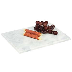 mDesign Small Slab Stone Kitchen Countertop Pastry Cutting Board, Serving Tray for Bread, Breakfast, Snacks, Cheese, Pizza, Appetizers - Use for Chopping, Cooking, Baking, Cooling - Marble