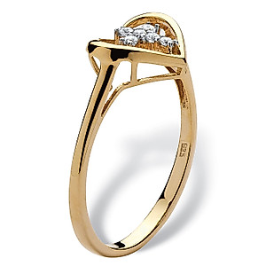 PalmBeach 18K Yellow Gold-Plated or Platinum-Plated Sterling Silver Genuine Diamond Accent Cross Heart Ring Size 6