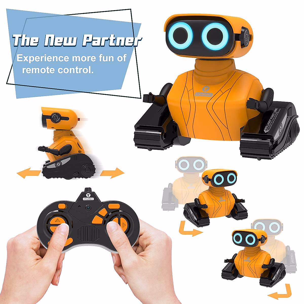 KaeKid Robots for Kids, 2.4Ghz Remote Control Robot Toys with LED Eyes & Flexible Arms, Dance & Sounds, RC Toys for 3 4 5 6 7 8 Year Old Boys Girls (Orange)