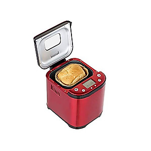 FRIGIDAIRE Bread Maker Machine with Nonstick Bowl, Bread Hook, Measuring Cup & Spoon. 15-in-1, Gluten-Free Bread, Cake& Yogurt, 3 Crust Colour options and more. 3 Loaf Sizes. 2LB XL-RED