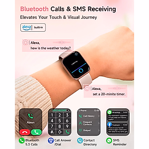 Smart Watch for Men Women(Call Receive/Dial), Alexa Built-in, 1.8" Touch Screen Fitness Tracker with Heart Rate Sleep Tracking, 100 Sports Modes, 5ATM Waterproof Smartwatch for Android iPhone, Pink