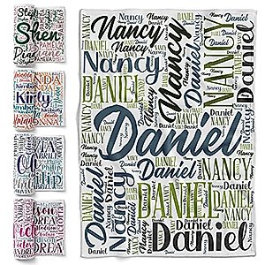 Custom Blanket, Personalized Throw Blankets, 40 x 60 Inches, Gift for Best Friend w/Word Art Names, 8 Colors Styles & Fonts, Flannel Blanket for Couples, Adults, Family, Blankets for Birthday Gift
