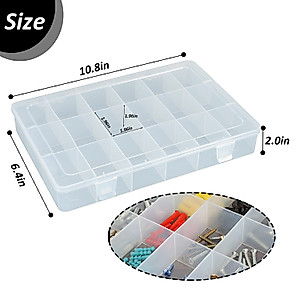 JforSJizT 2 Packs 30 Large Grids Sewing Thread Organizer Storage Box,with Adjustable Dividers,Clear Plastic Container Holder for Embroidery,Washi Tape