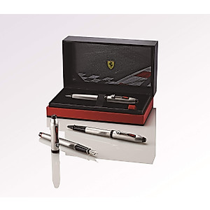 Cross Townsend Collection for Scuderia Ferrari Brushed Platinum w/Polished Black PVD Appointments and Medium Nib Fountain Pen