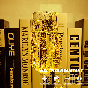 Fairy Lights Battery Operated 1 Pack 16FT 50 Led Mini Battery Powered String lights twinkle lights Mason Jar Lights Waterproof firefly lights DIY Party，Wedding，Christmas，Decoration（Warm White）